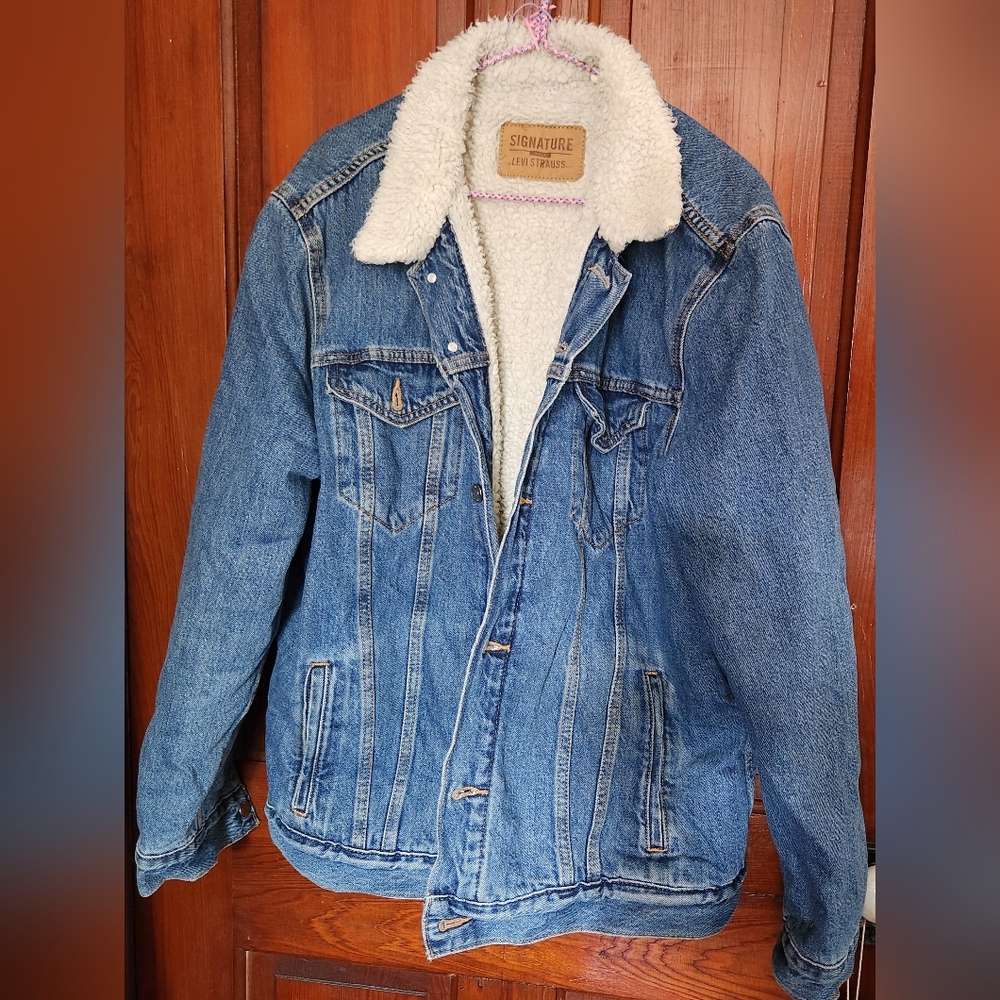 Levis Signature Gold Denim Blue Jean Jacket Mens Large - Gem